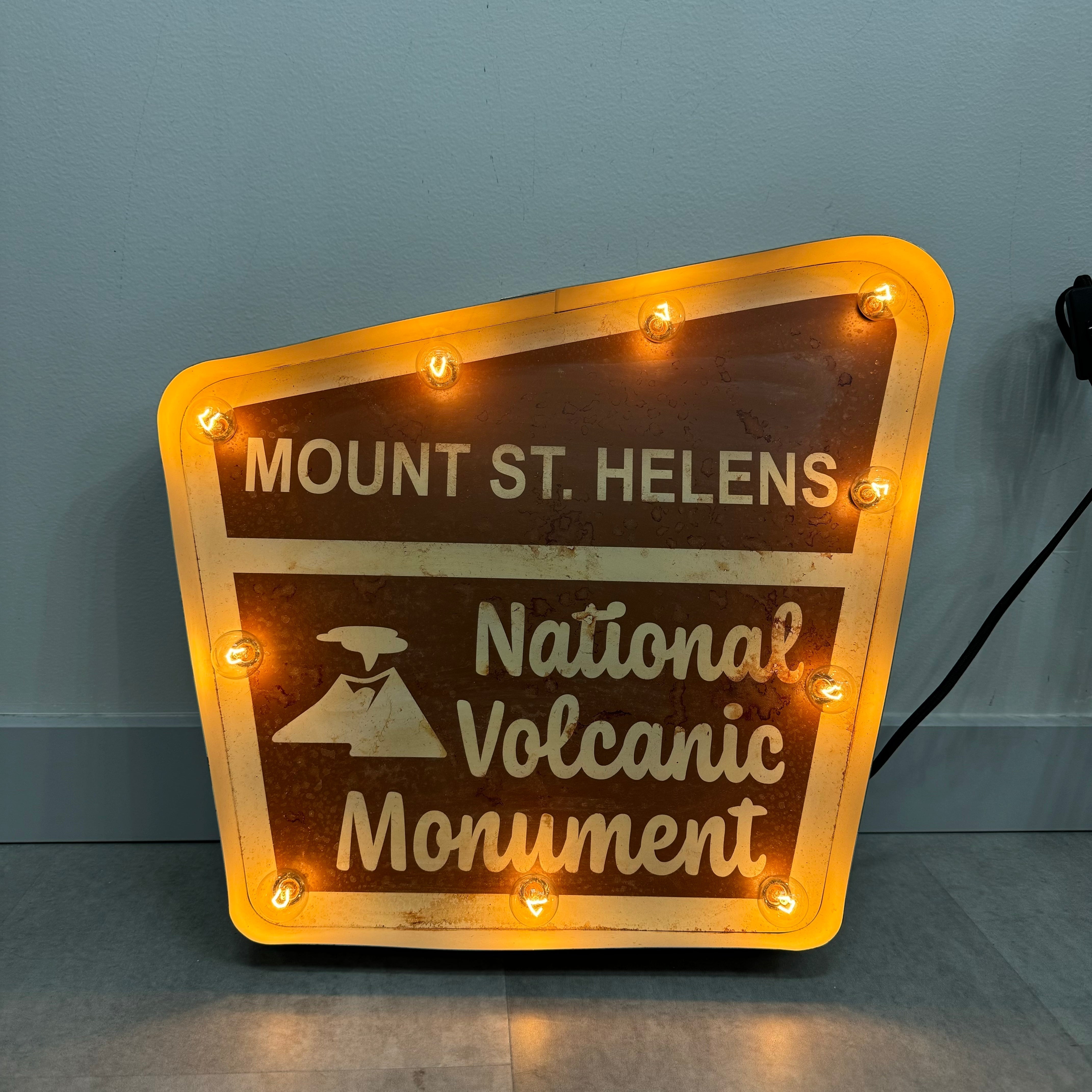 Mt St. Helens National Volcanic Monument Lighted Sign - Walnut Brown ...